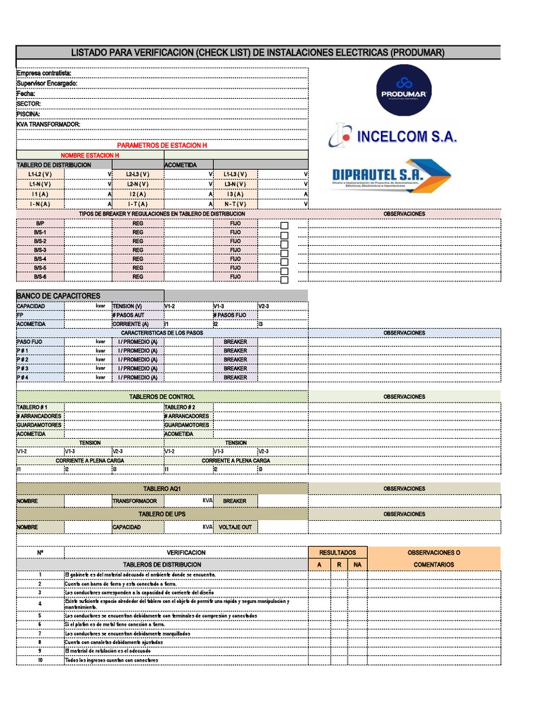 Check-List Baja Tension | PDF | Transformador | Relé