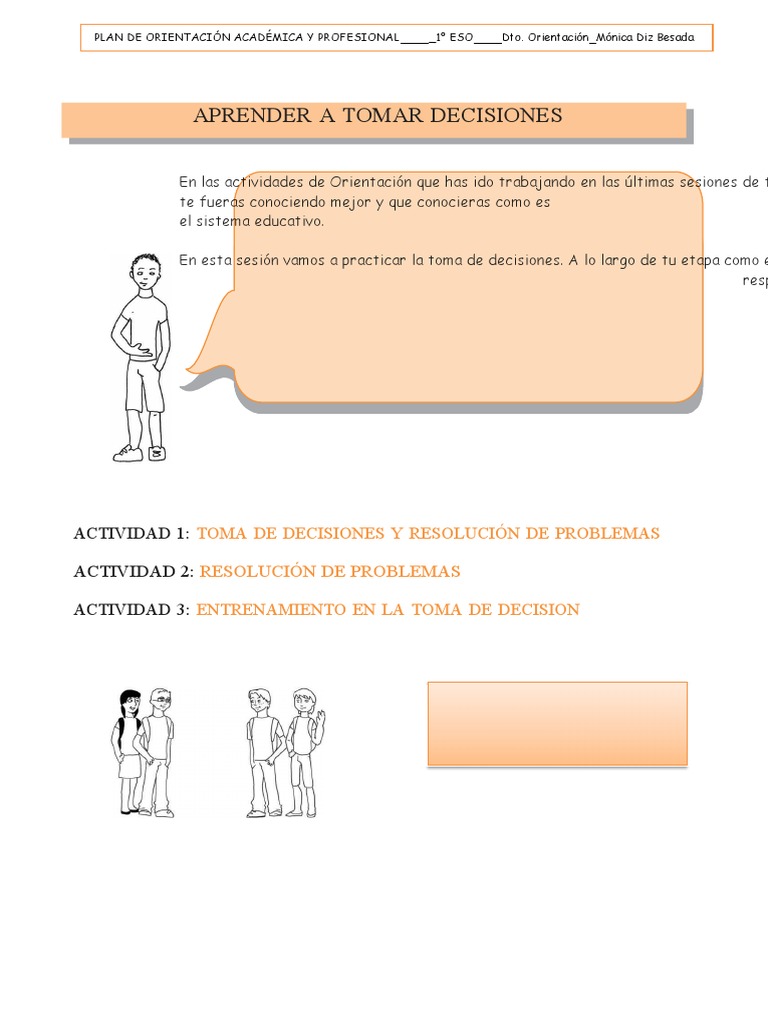 Actividad toma decisiones_1º ESO | PDF | Toma de decisiones