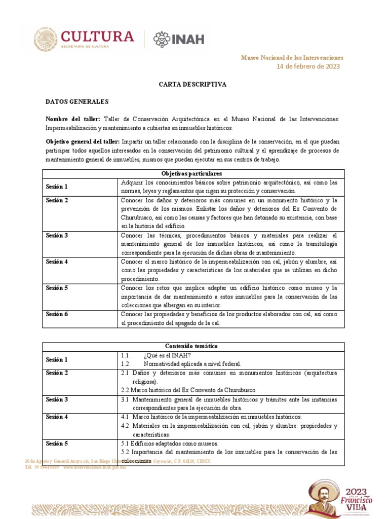Carta Descriptiva | PDF