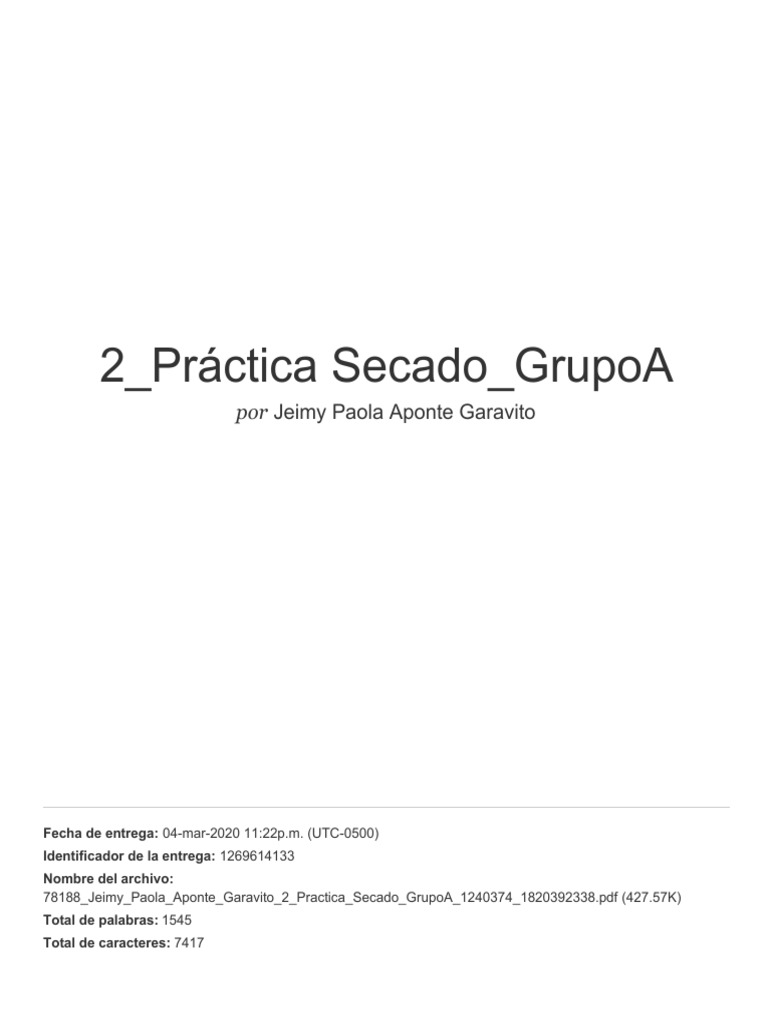 2 - Práctica Secado - GrupoA - Calificado | PDF