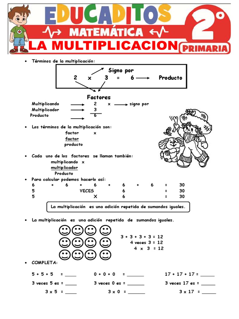 La Multiplicacion para Segundo Grado de Primaria | PDF