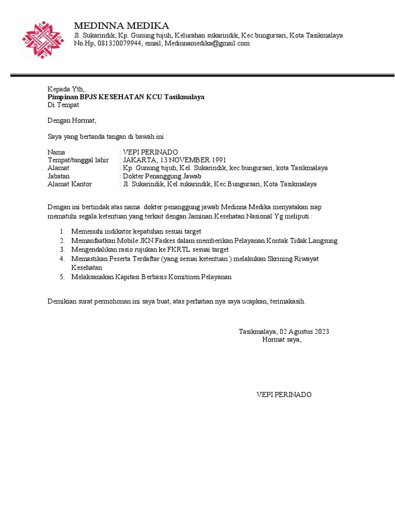 Surat Permohonan BPJS 2 | PDF