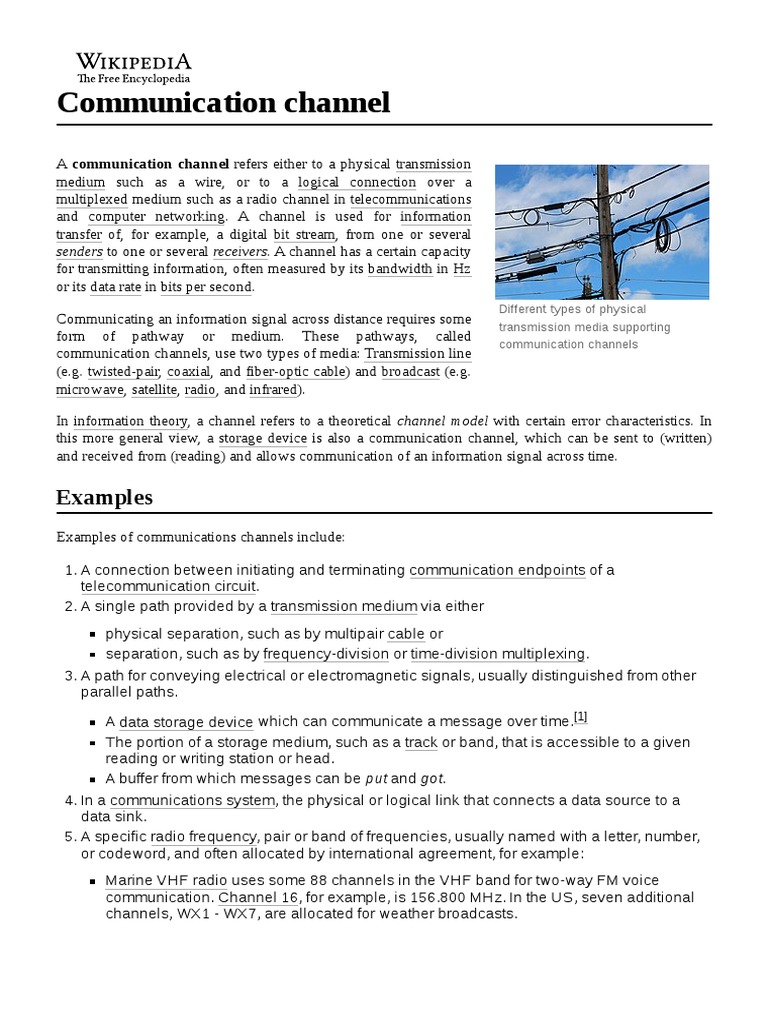 Communication Channel | PDF | Telecommunications | Wireless