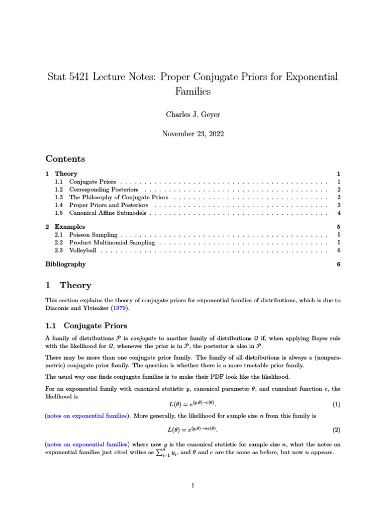 Conjugate Prior Pdf Bayesian Inference Statistical Theory