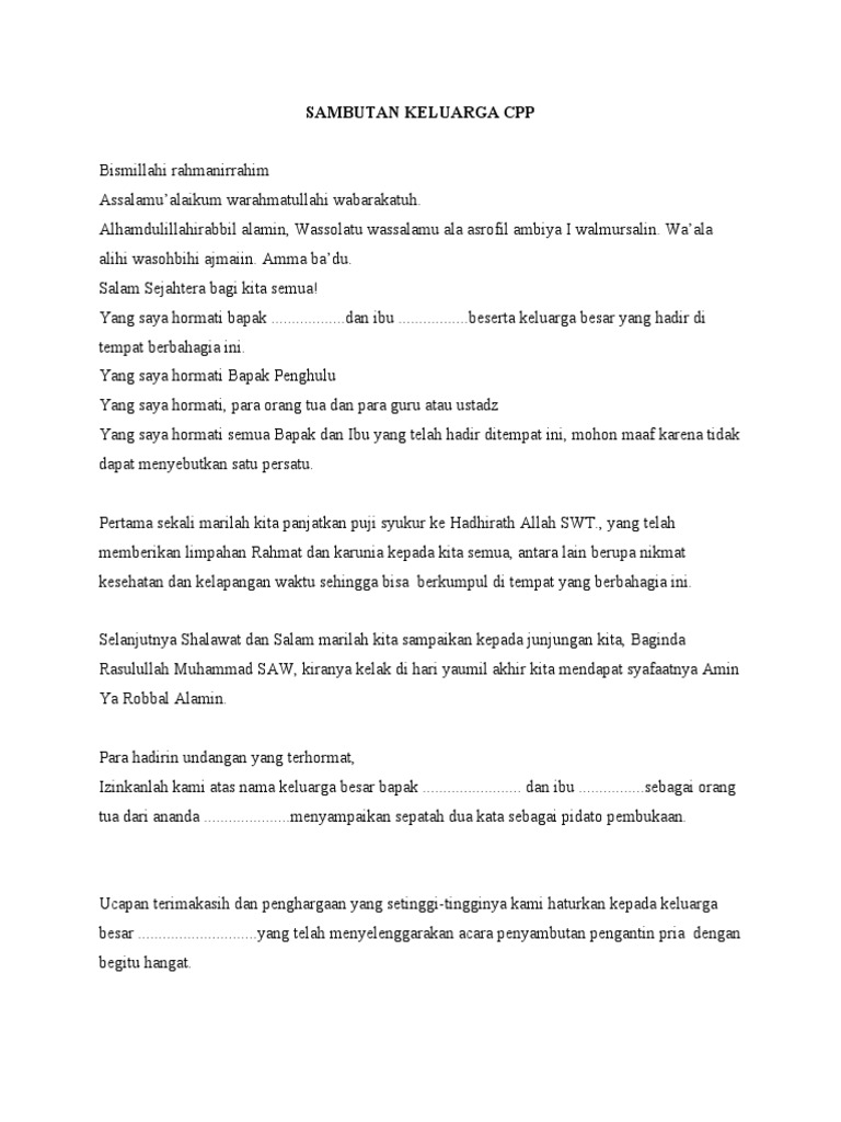 Contoh Sambutan CPP | PDF Contoh Sambutan CPP | PDF