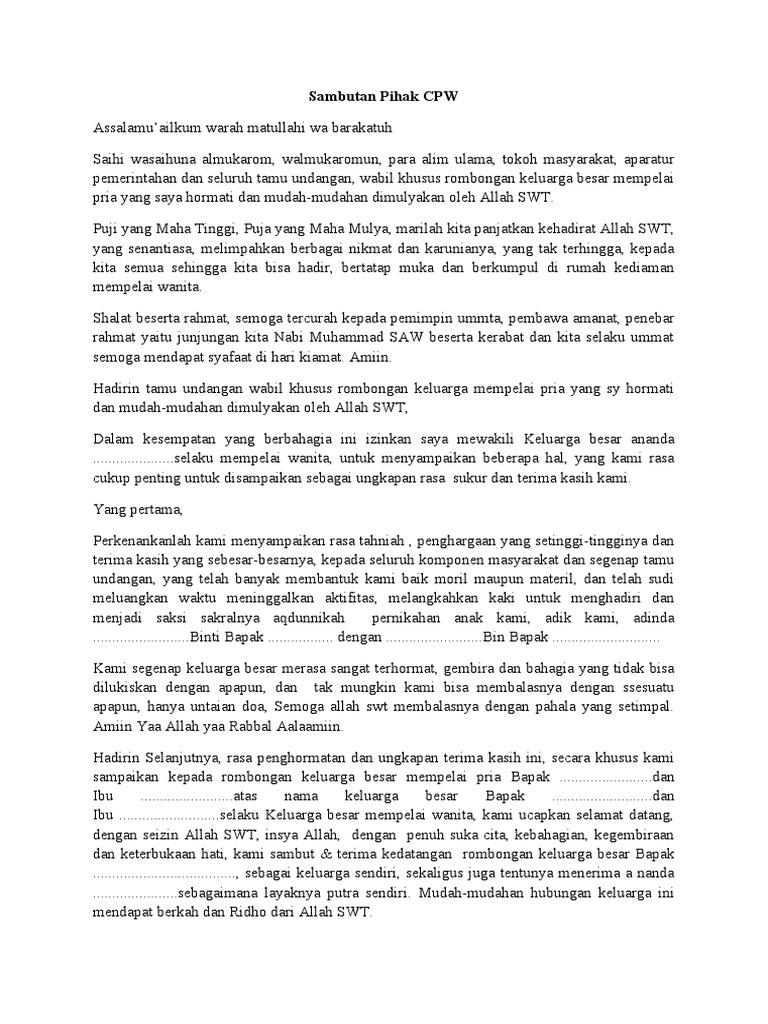 Contoh Sambutan CPW | PDF