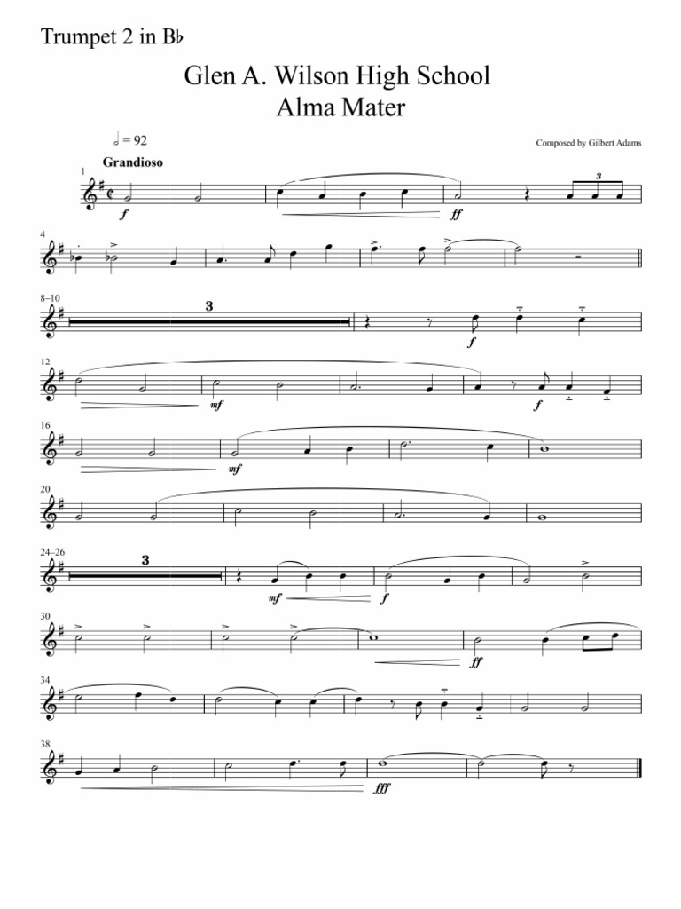 WHS Alma Mater - Trumpet 2 | PDF