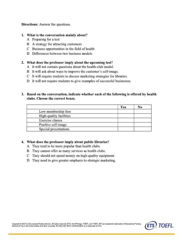 TOEFL iBT® Listening Practice Set 3 | PDF