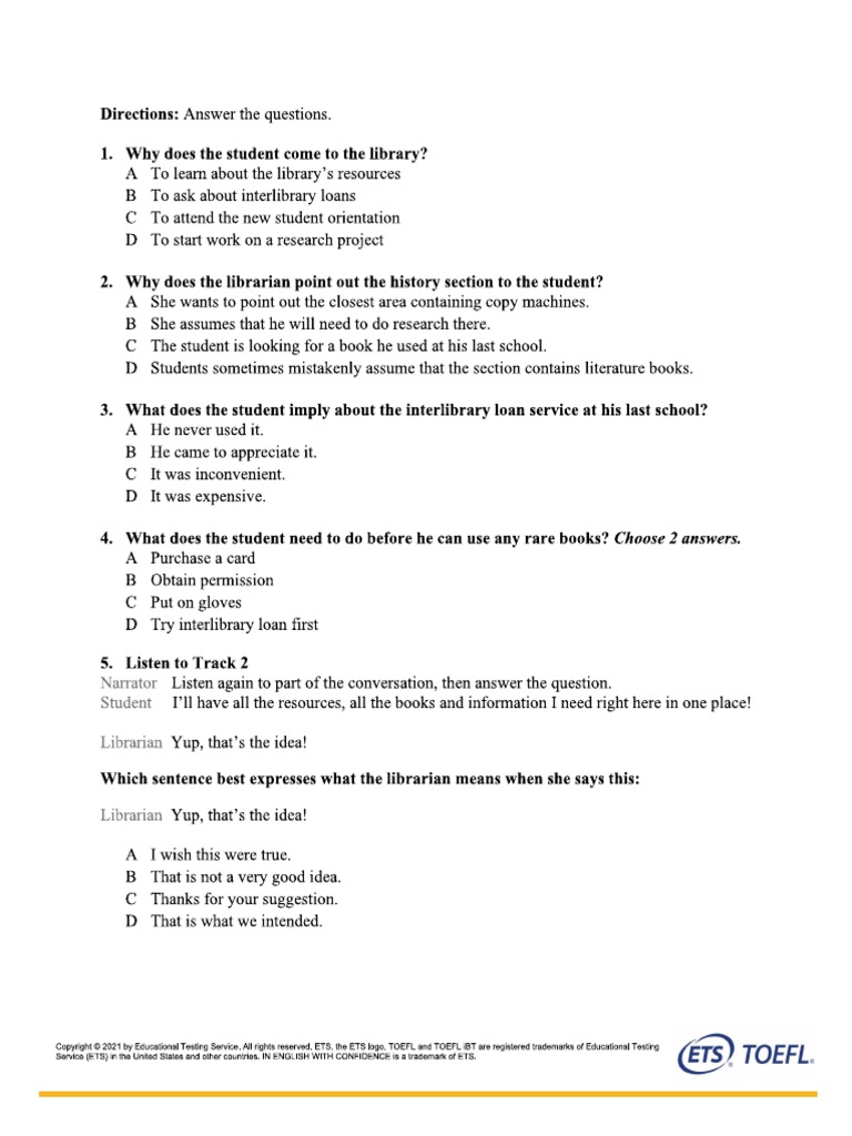 TOEFL iBT® Listening Practice Set 1 | PDF