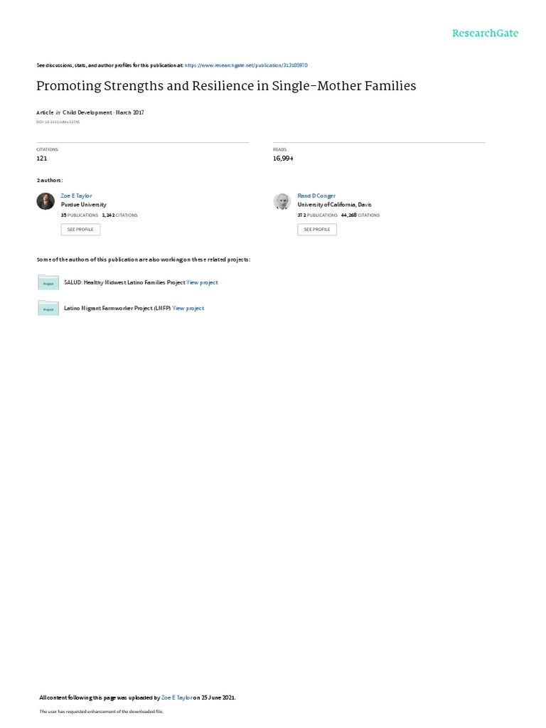 Resilience in Single-Mother Families | PDF | Social Support | Psychological Resilience