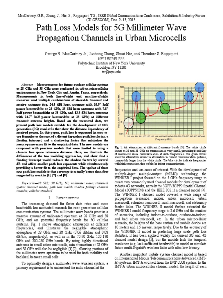 5G Path Loss Models for Urban Microcells | PDF | Extremely High ...