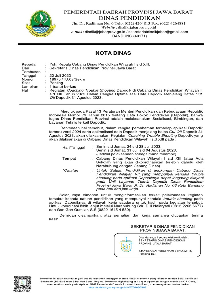 Nota Dinas Kegiatan Coaching Trouble Shooting Dapodik 21072023 040436 ...