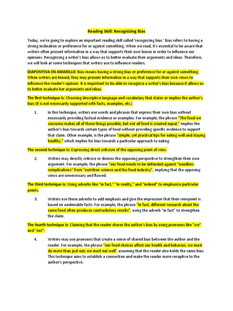 Recognizing Bias in Writing Techniques | PDF