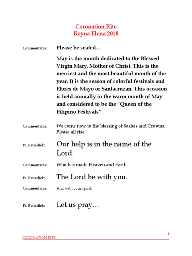 Reyna Elena 2018 Coronation Ceremony | PDF | Religion & Spirituality