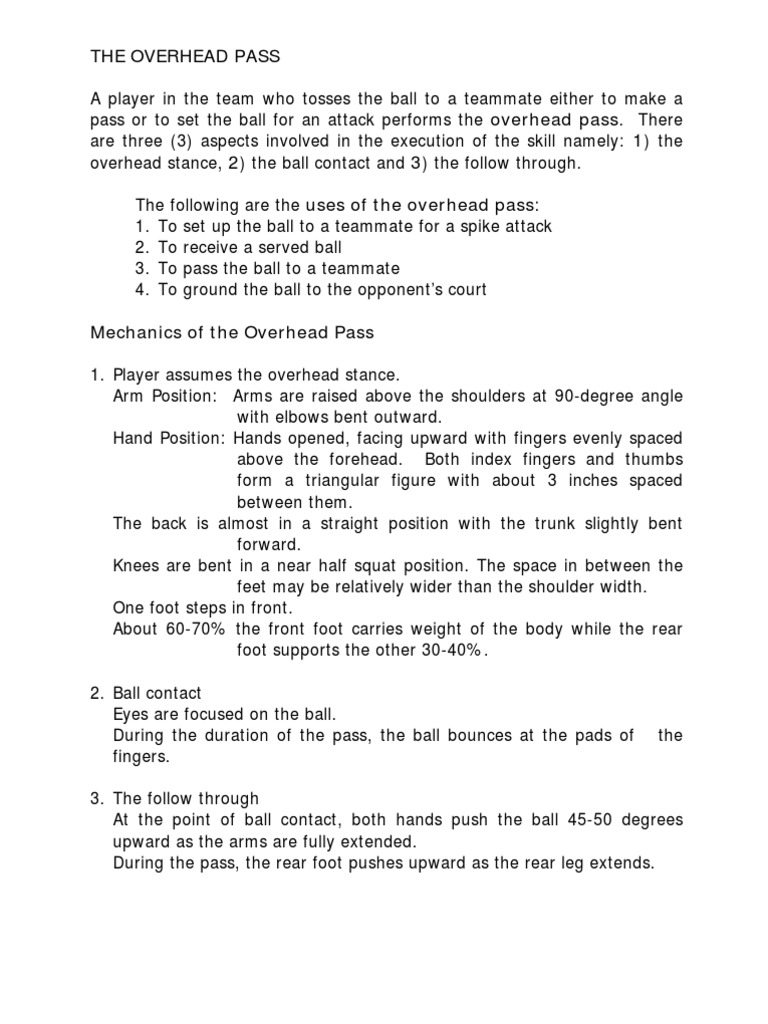 Overhead Pass | Download Free PDF | Arm | Hand