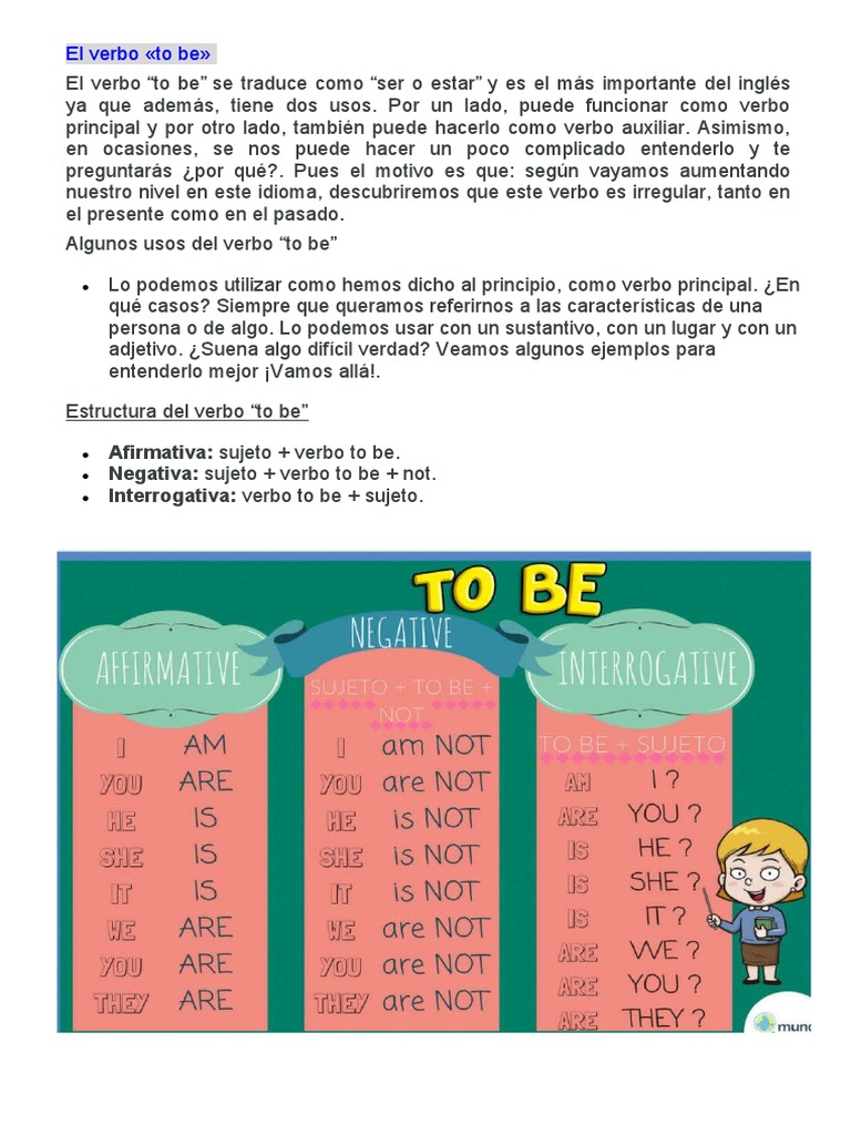 El Verbo To Be | PDF | Artes del Lenguaje y Comunicación | Estudios de ...