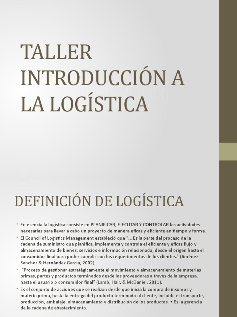 Taller Introducción A La Logística | PDF Taller Introducción A La Logística | PDF