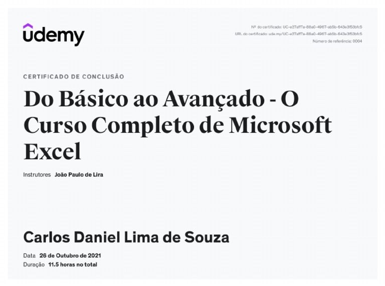 Certificado Excel | PDF
