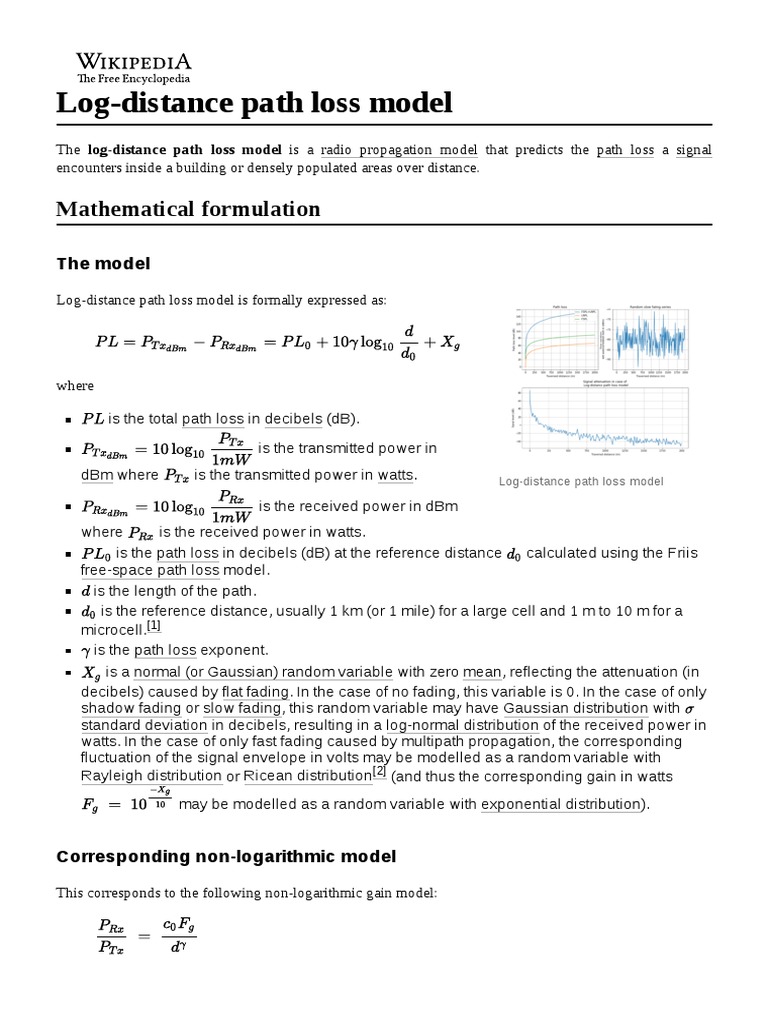 Log-Distance Path Loss Model Explained | PDF | Decibel | Radio Propagation