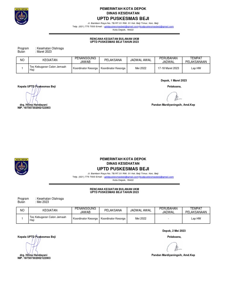 Form Monitoring Evaluasi Dan Rencana Kegiatan Program Kesorga Pdf