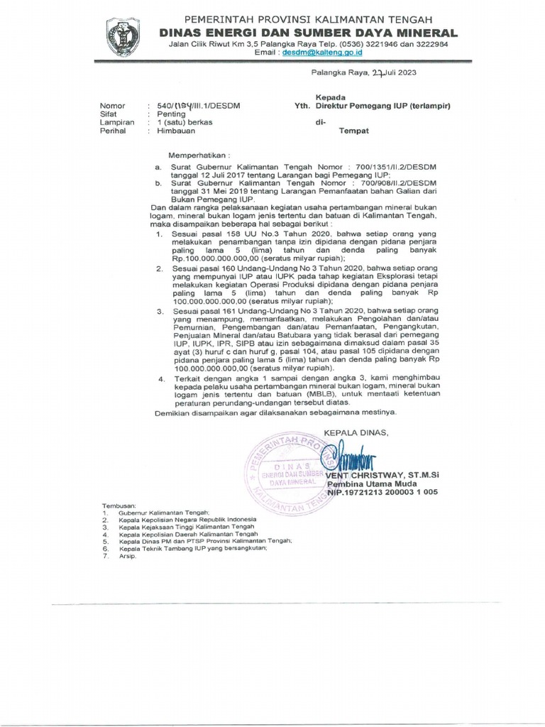 Surat Himbauan Dinas Esdm | PDF