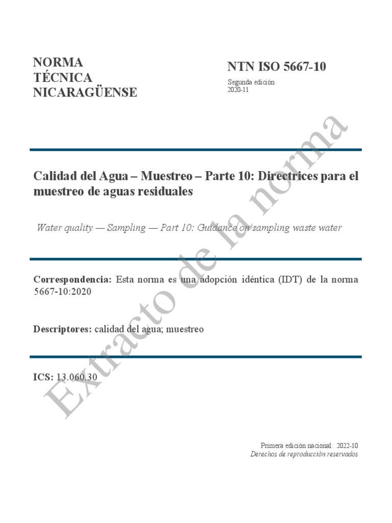 NTN ISO 5667-10 Muestreo - Extracto | PDF | Organización internacional ...