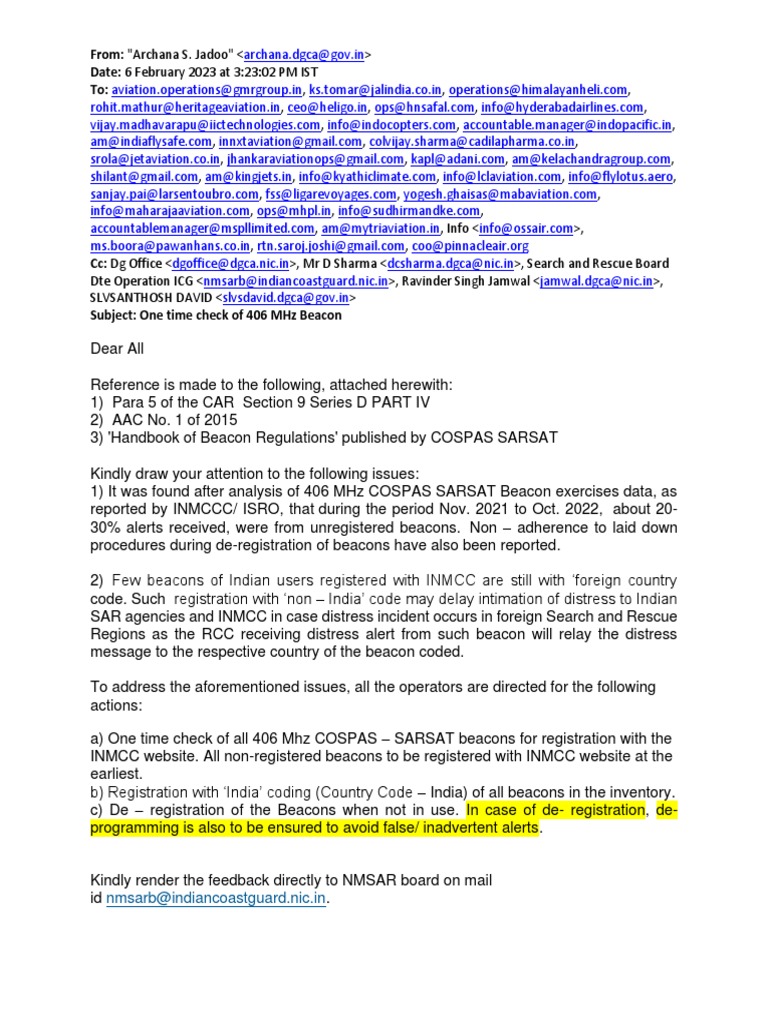 DGCA Mail For Deregistration & Deprogramming | PDF | Civil Defense | Public Safety