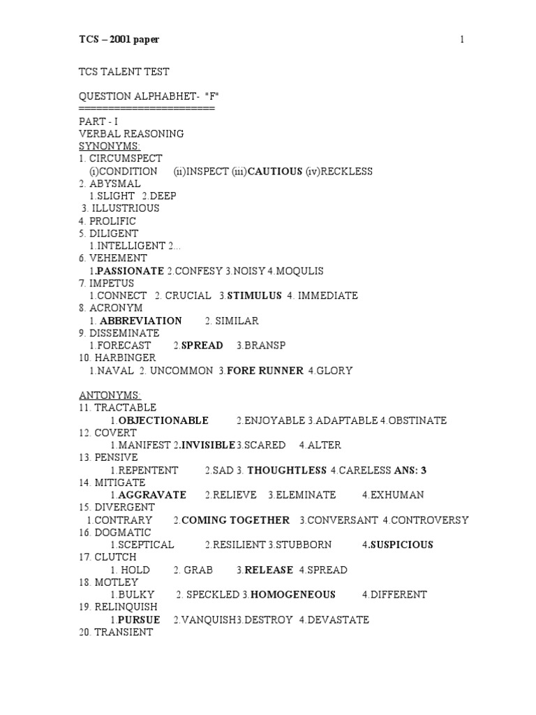 TCS - 2001 Paper | PDF | Teaching Methods & Materials