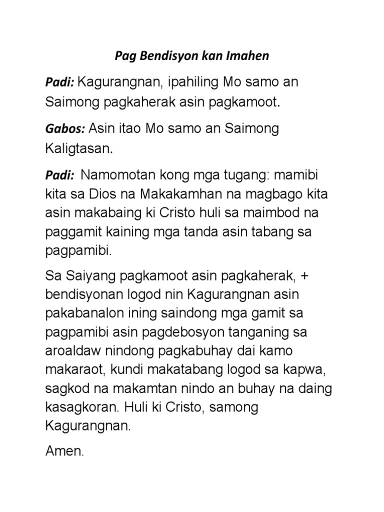 Pag Bendisyon Kan Imahen | PDF