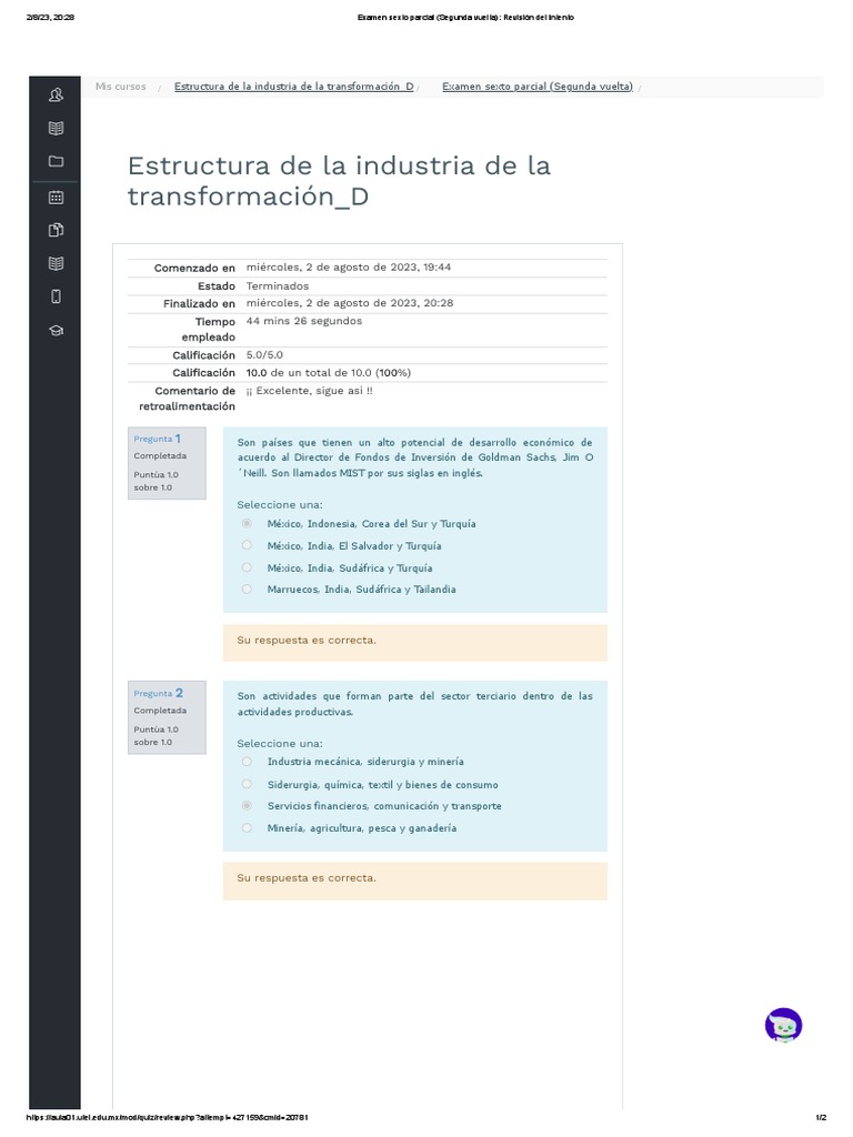 Examen Sexto Parcial (Segunda Vuelta)_ Revisión Del Intento | PDF