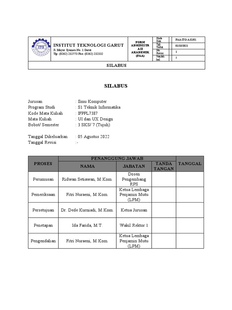 Silabus UI/UX Design ITG | PDF