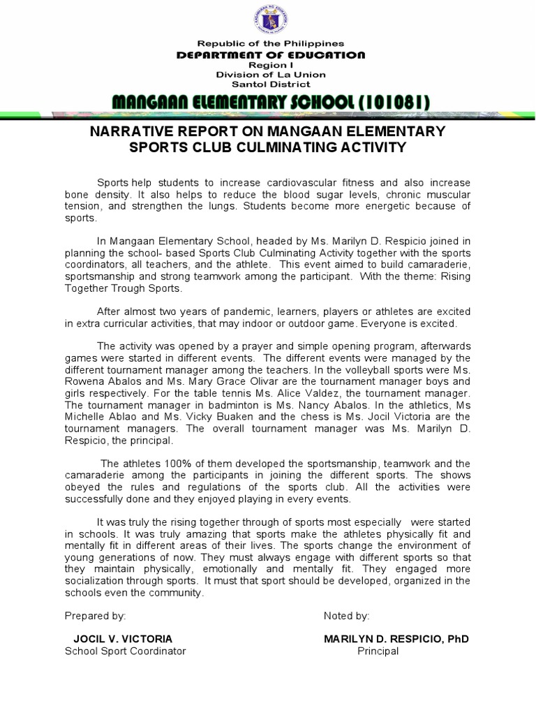 Narrative-Report Sports | PDF | Sports