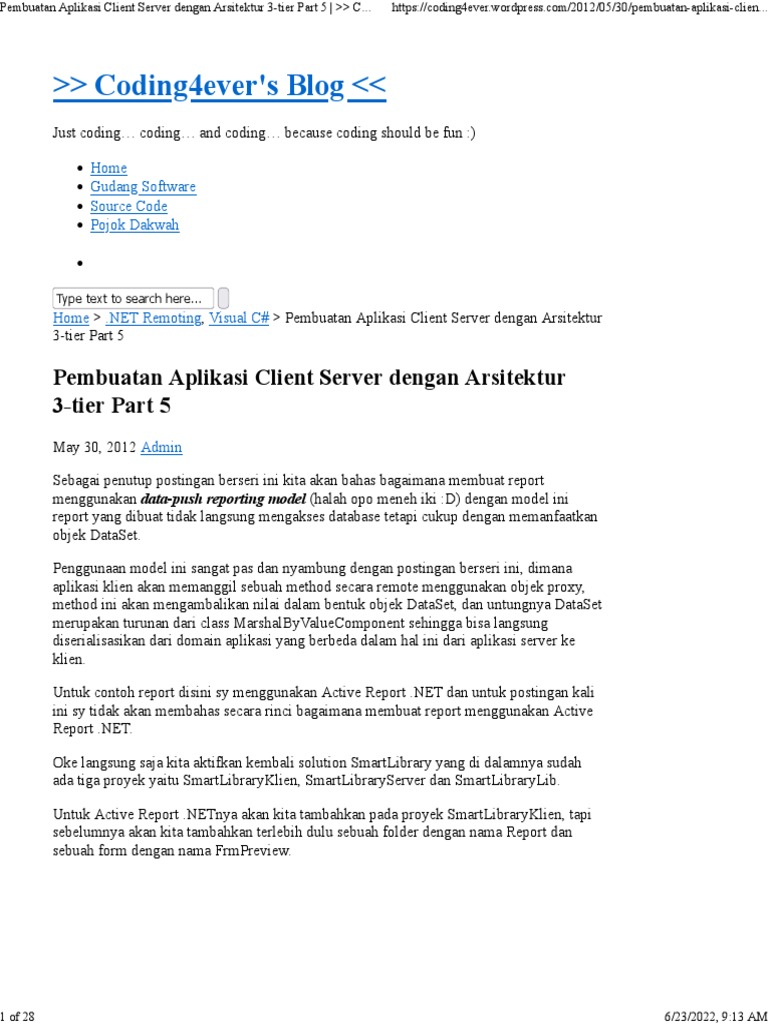 Pembuatan Aplikasi Client Server Dengan Arsitektur 3-Tier Part 5) ) Coding4ever's Blog ( ( | PDF