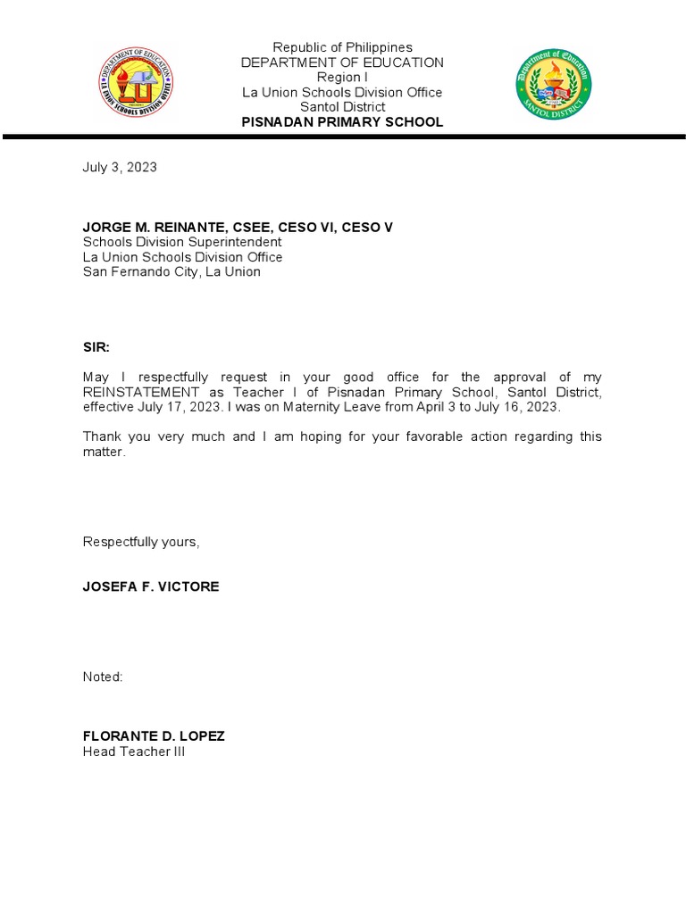 Reinstatement Letter | PDF
