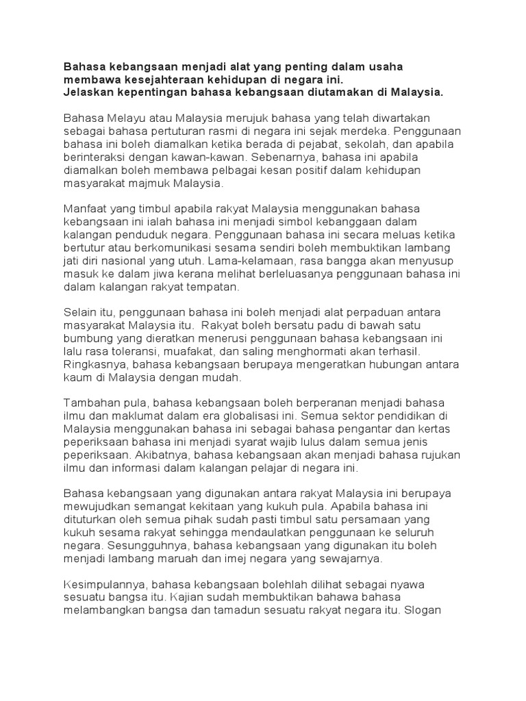 Kepentingan Bahasa Melayu | PDF