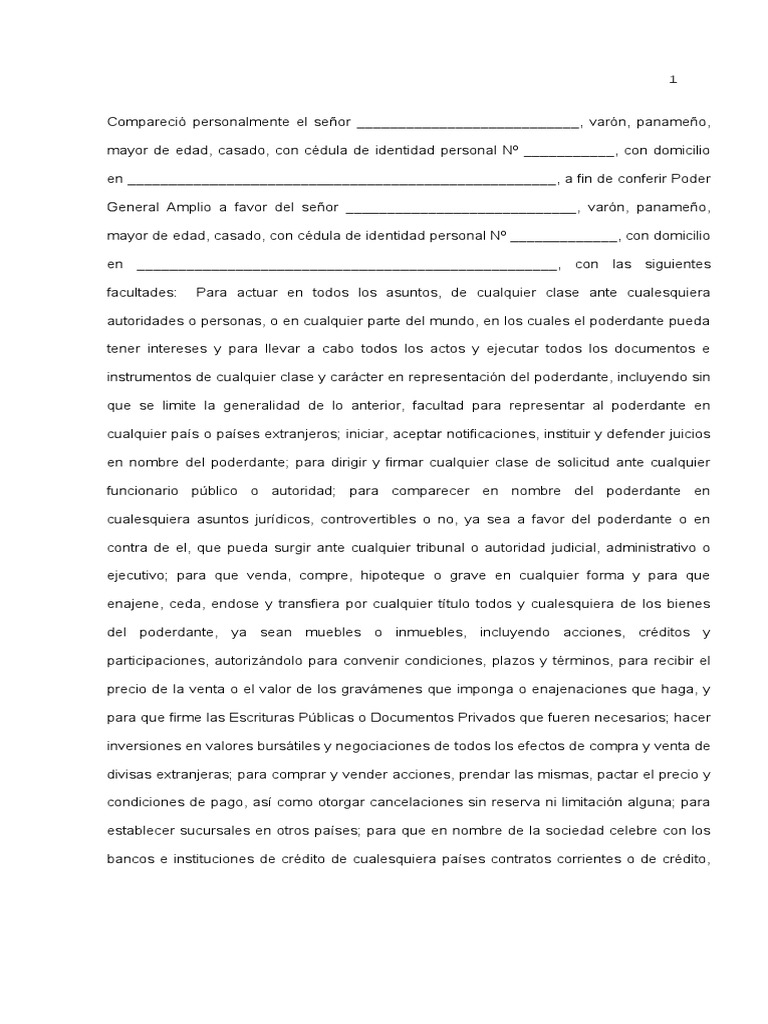 Modelo de Poder General en Panamá | PDF | Bancos | Dinero
