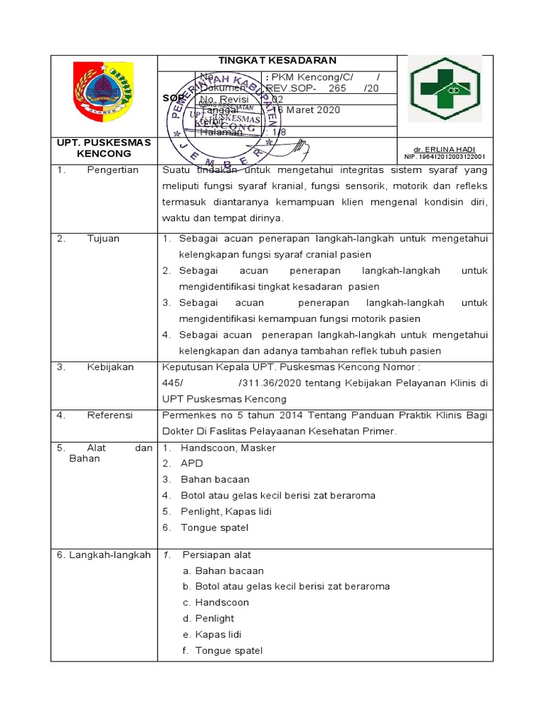 Sop Tingkat Kesadaran | PDF