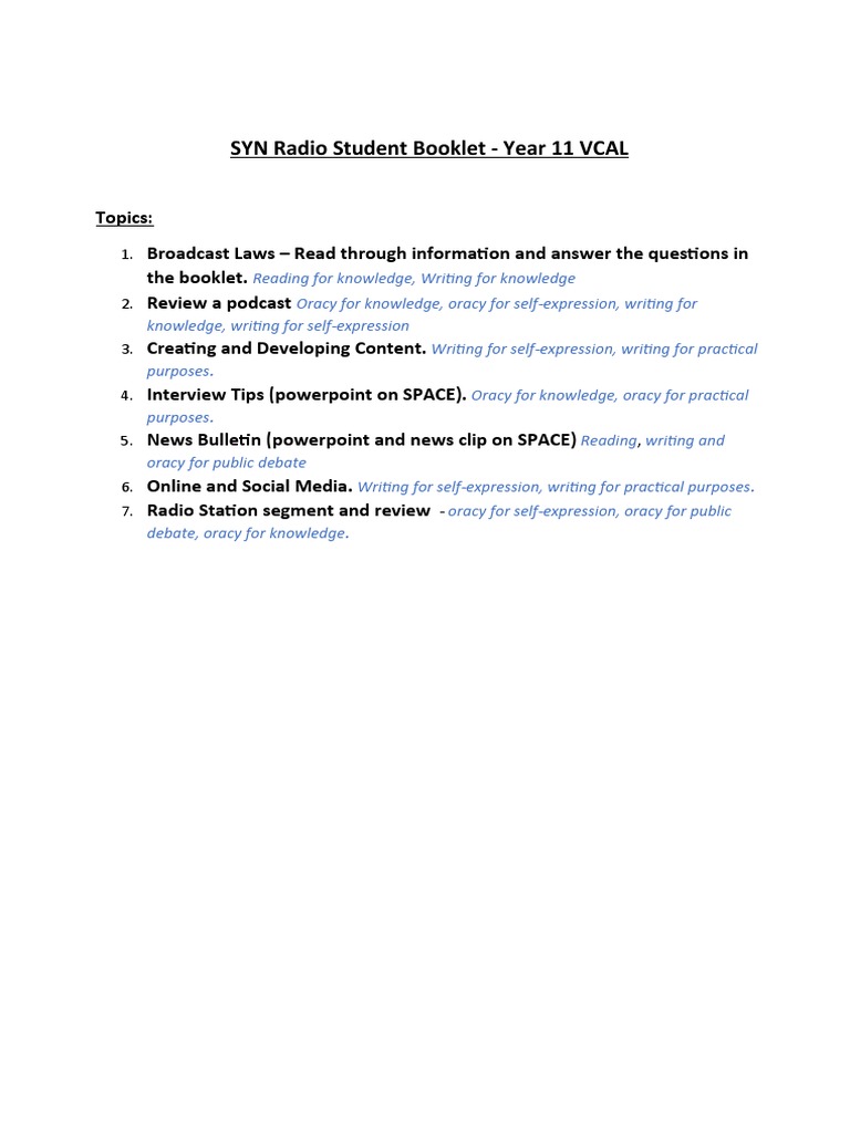 2022 SYN Radio Student Booklet (1) | PDF | Social Media | Popular ...