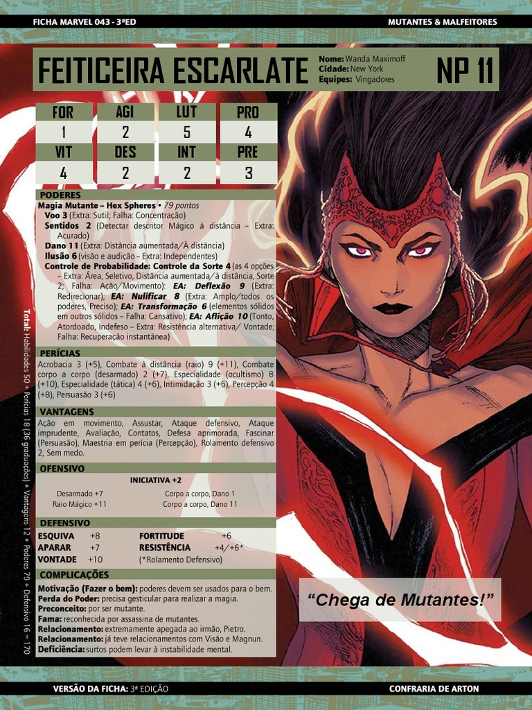 Ficha M&M 3ed 043 - Feiticeira Escarlate A | PDF