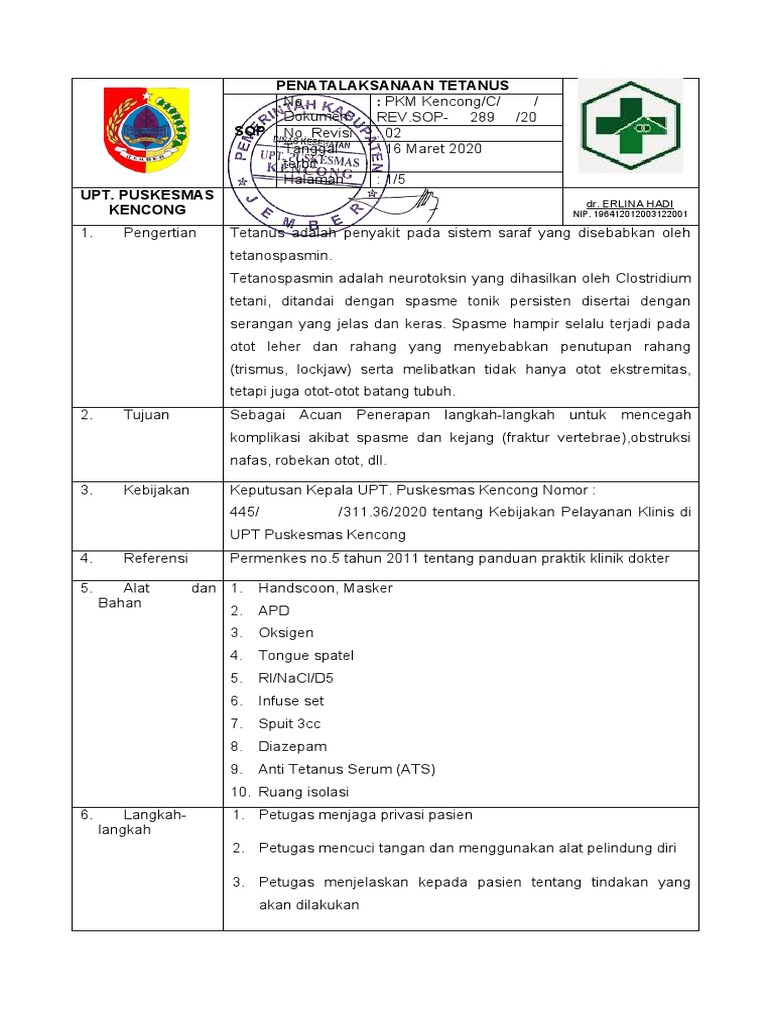 Sop Penatalaksanaan Tetanus | PDF