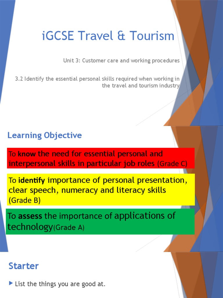 IGCSE Travel Tourism Unit 3 3.2 | PDF | Educational Technology | Skill