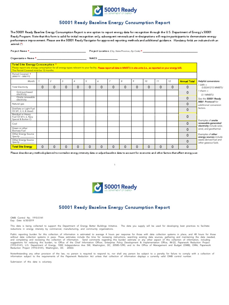 Ready Energy Consumption Baseline Report Template - 0 | PDF
