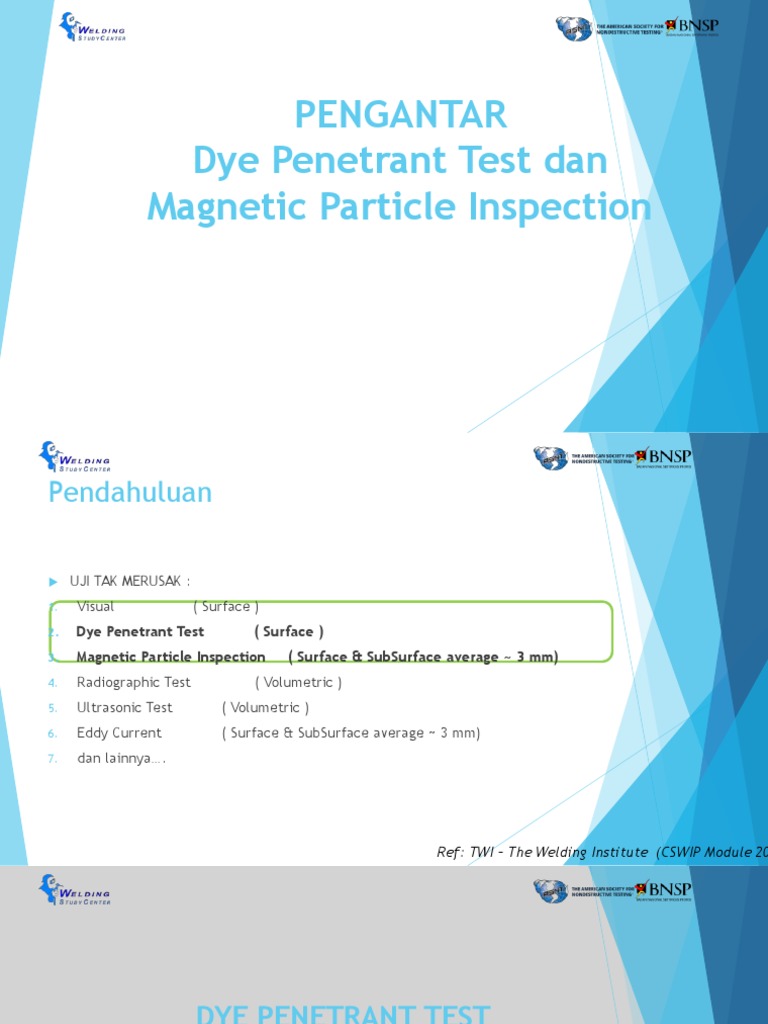 NDT - Pengantar Penetrant - Magnetic Particle Testing | PDF