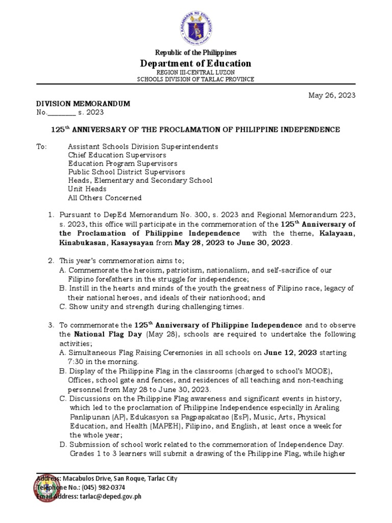 125th Proclamation of The Philippine Independence | PDF | Wellness