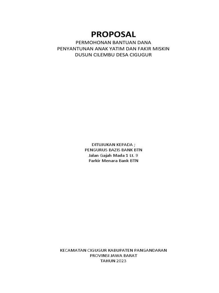 Contoh Proposal Santunan Anak Yatim | PDF