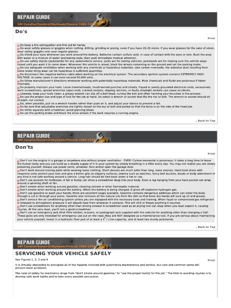 1982 - 1994 - Chevrolet - Cavalier - 4 Cylinders B 2.0L 2BL (Can ...