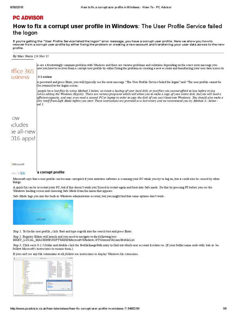 Fixing Corrupt Windows User Profiles | PDF | Computer File | Windows Registry