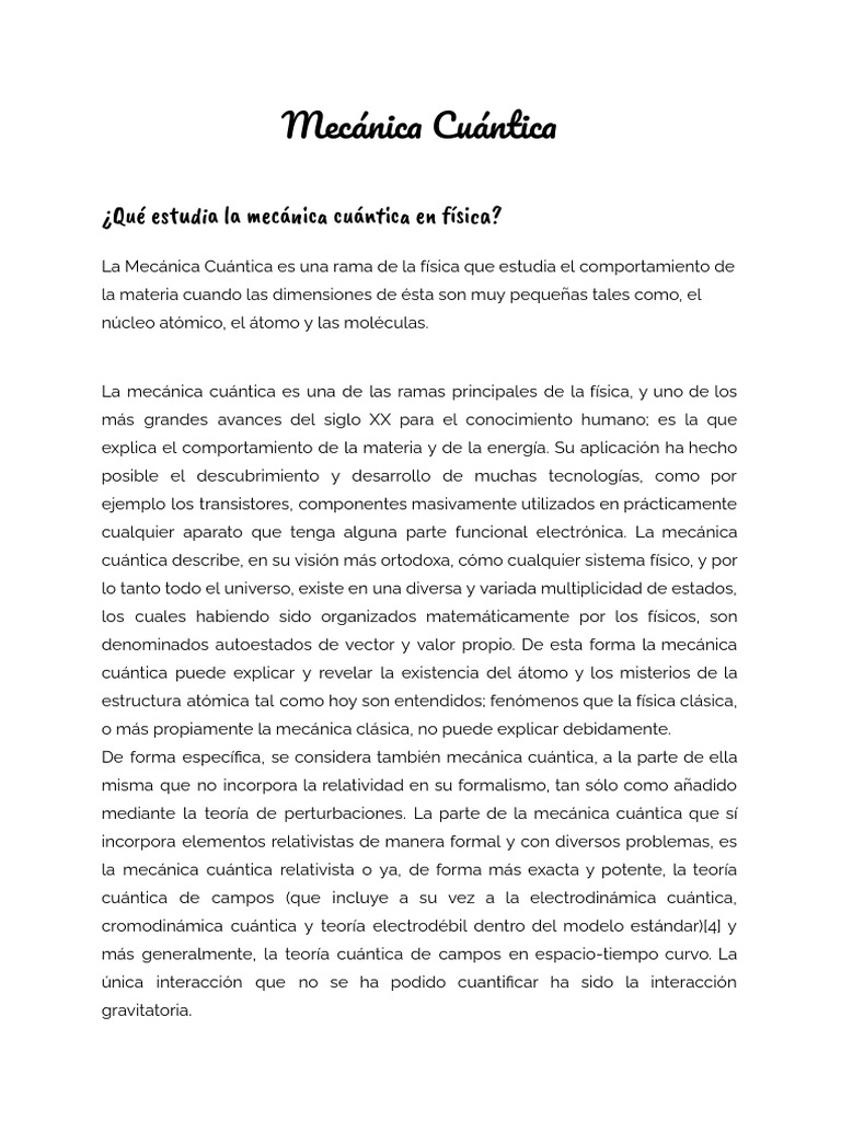 Mecánica Cuántica Pdf Mecánica Cuántica Mecánica
