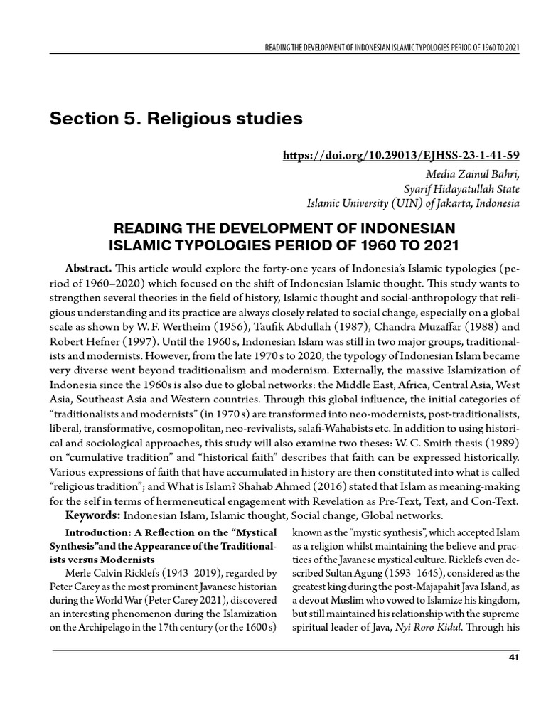Reading The Development of Indonesian Islamic Typologies Period of 1960 ...