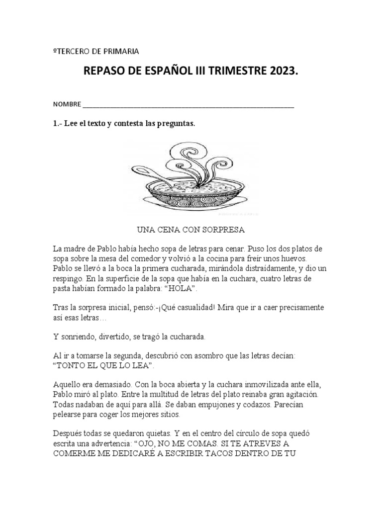 Repaso Español Iii Trim. 2023 | PDF